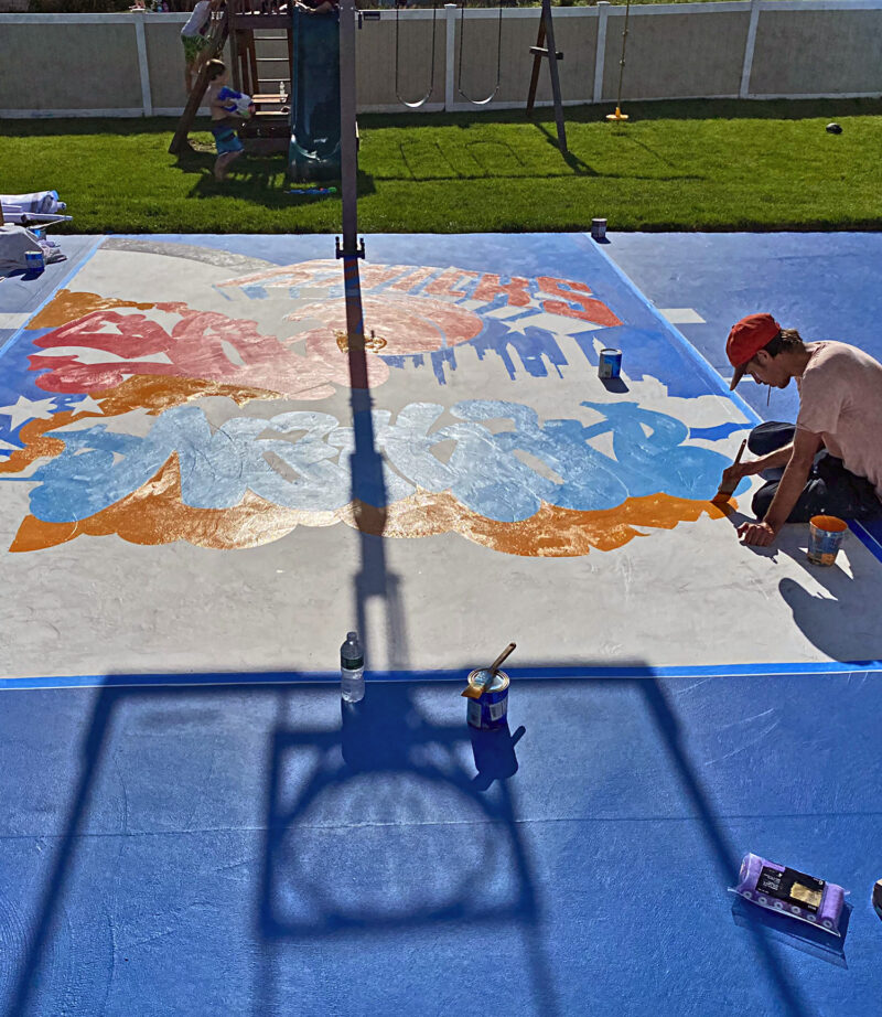 NY Knicks basketball court mural for Ethan and Nathan in New Jersey ...